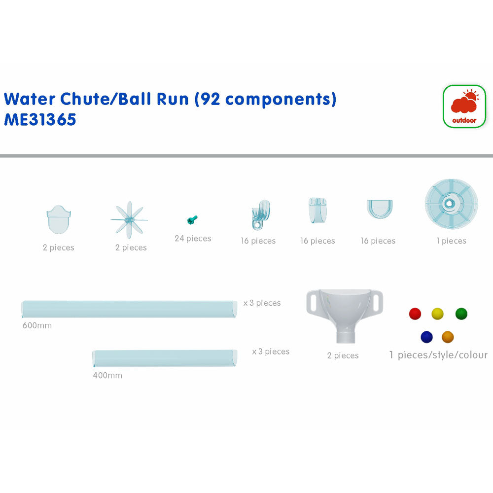 Masterkidz STEM Water Chute & Ball Run – 92 Piece Engineering Activity